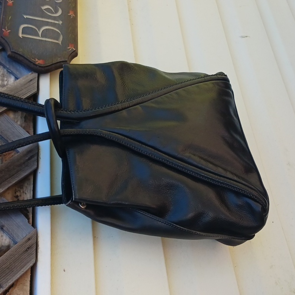 Fiocchi Italy Black Leather Backpack/Messenger Top Ha… - Gem